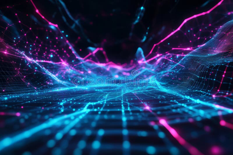 A Mesmerizing 3D Abstract Background with a Glowing Neon Mesh ...
