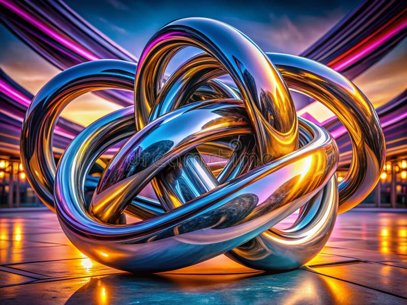 Intricate Interlocking 3D Abstract Sculpture Captured in Long Exposure ...