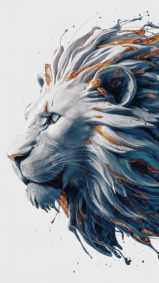 A Mesmerizing 3D Alcohol Ink Artwork Featuring a Mythical Lion Head in ...