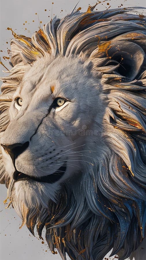 A Mesmerizing 3D Alcohol Ink Artwork Featuring a Mythical Lion Head in ...