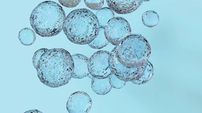 Mesmerizing 3D Animation of Translucent Water Bubbles Floating on Blue ...