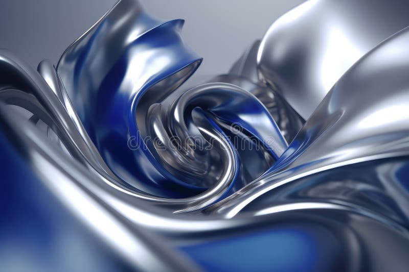 Stunning 3D Render of Silver and Royal Blue Waves on White Background ...