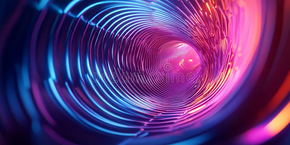A Mesmerizing 3D Background Displaying a Neon Sound Wave Forming a Spiraling, Infinite Tunnel ...