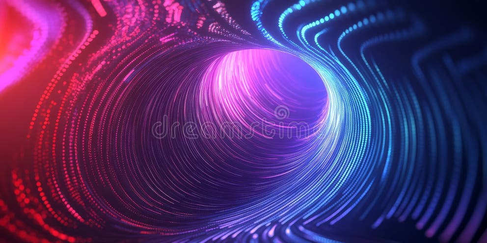 A Mesmerizing 3D Background Displaying a Neon Sound Wave Forming a Spiraling, Infinite Tunnel ...