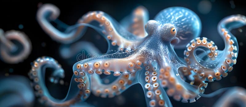Mesmerizing 3D Illustration of a Translucent Octopus with Glowing ...