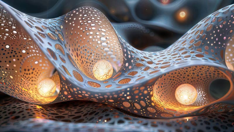 Mesmerizing 3D: Organic Form with Glowing Spheres in a Surreal ...