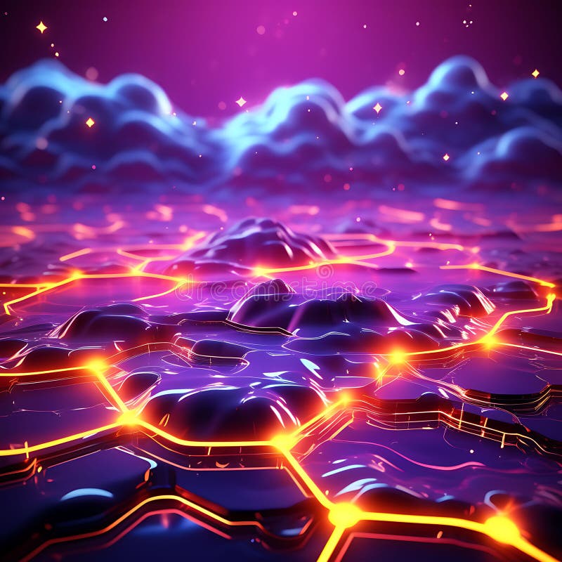 Mesmerizing 3D Render: Abstract Neon Cloud and Glowing Lines in ...