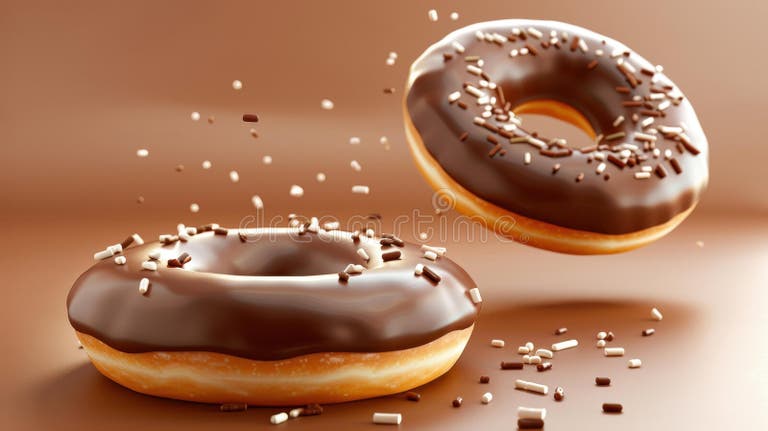 A Mesmerizing 3D Render of a Chocolate Donut, Topped with Icing and ...