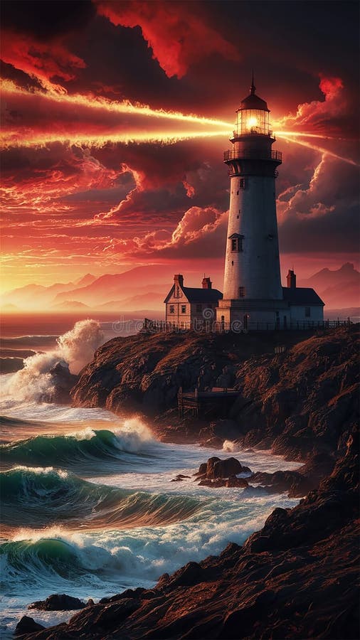 A Mesmerizing 3D Render of a Coastal Scene during Sunset, Featuring a ...