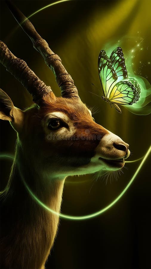 A Mesmerizing, 3D Render of a Dark Fantasy Scene Featuring an Antelope ...
