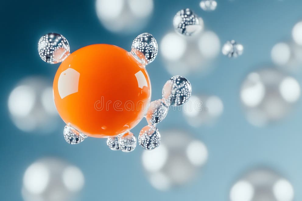 Abstract Orange Sphere with Silver Globules, 3D Rendering, Science ...