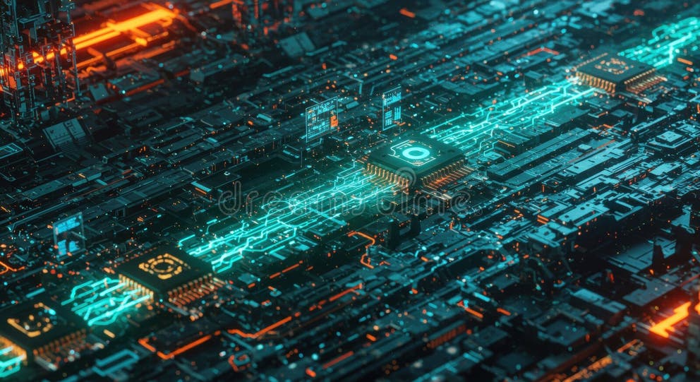 Cyberpunk Circuitry stock illustration. Illustration of darkness ...