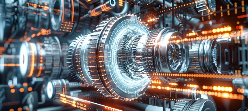 A Mesmerizing 3D Rendering of Complex Gears and Mechanisms, Illuminated ...