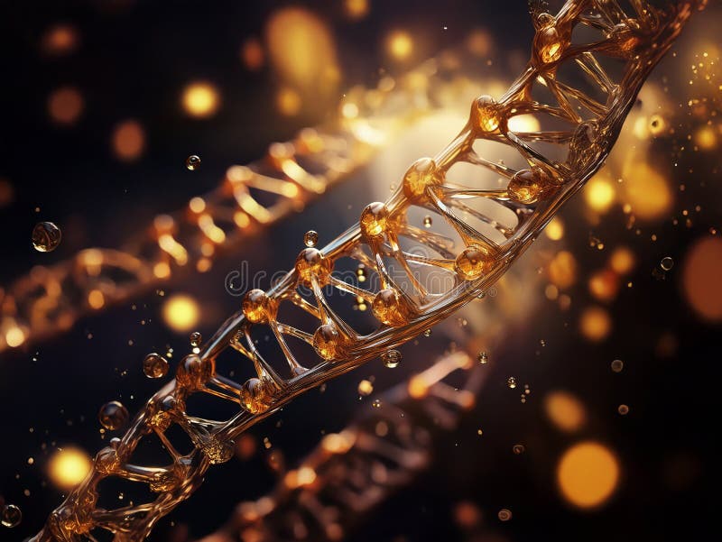 A Mesmerizing 3D Rendering of a DNA Double Helix, Shimmering with an ...