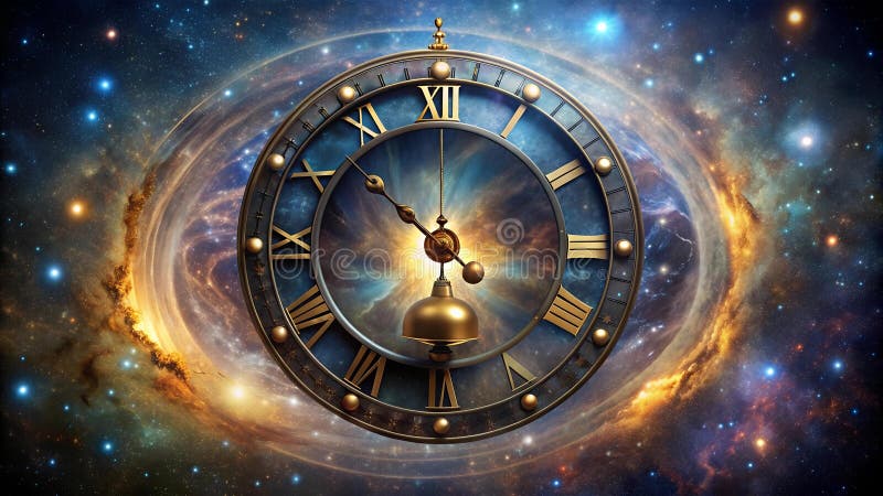 A Mesmerizing 3D Vector Illustration of a Celestial Clock with a ...