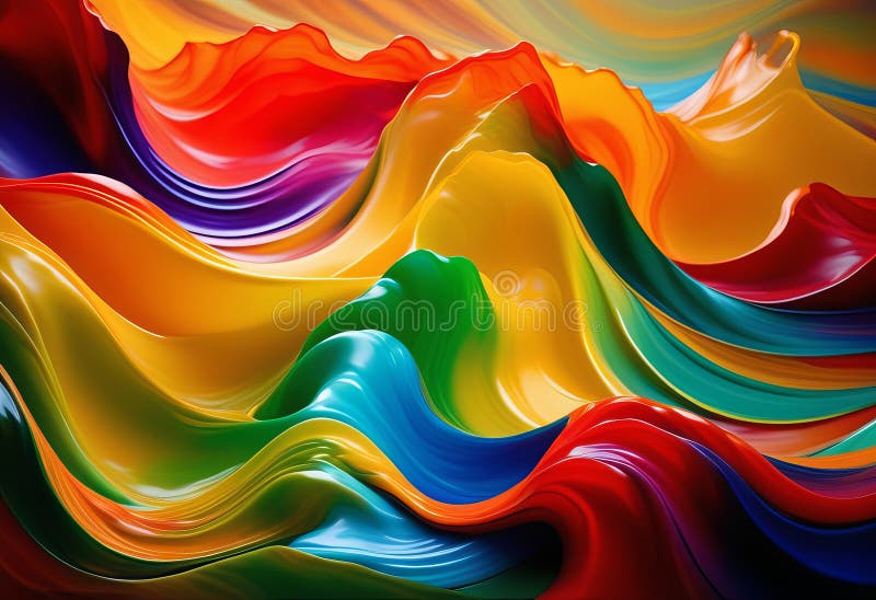 The Mesmerizing Dance of Liquid Color Waves Stock Illustration ...