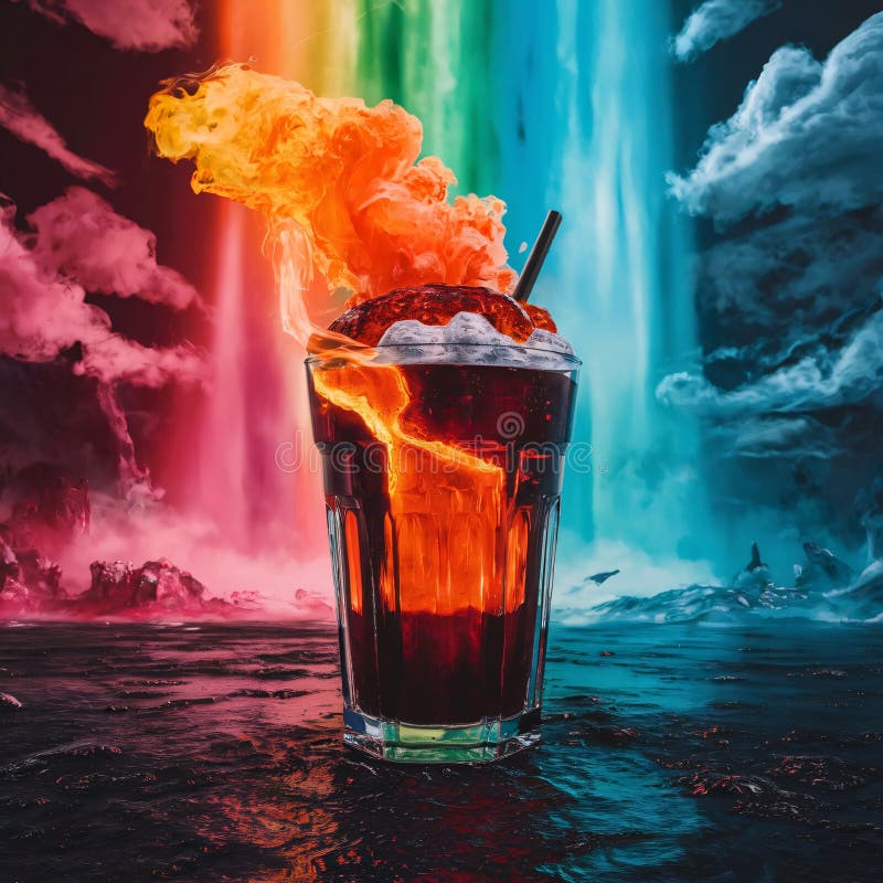 A Mesmerizing and Dangerous Display of Liquid Fire Stock Illustration ...