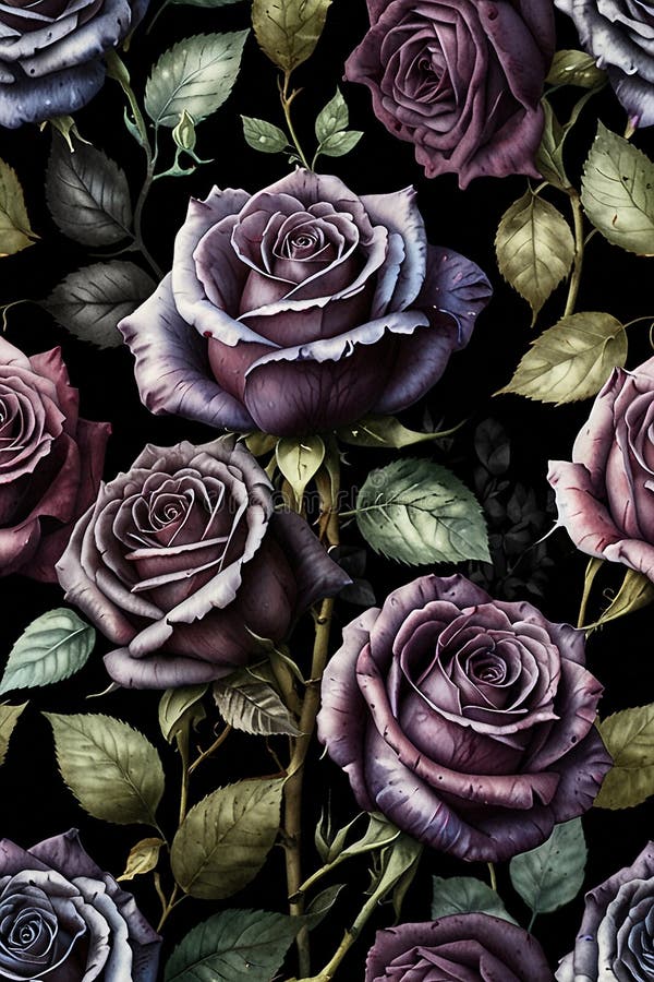 A Mesmerizing Dark Rose Watercolor Painting Stock Illustration ...