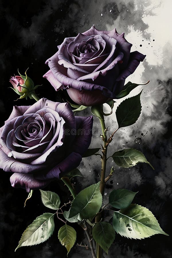 A Mesmerizing Dark Rose Watercolor Painting Stock Illustration ...