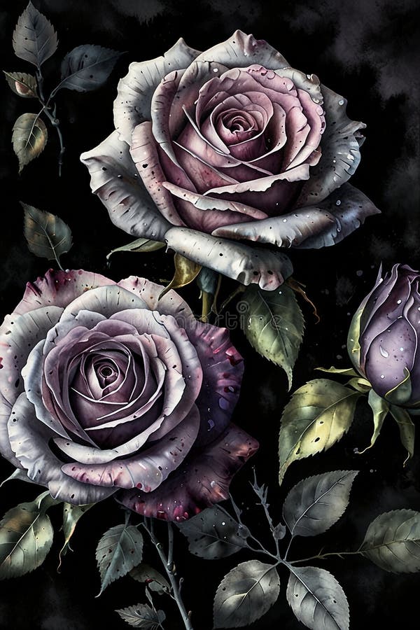 A Mesmerizing Dark Rose Watercolor Painting Stock Illustration ...