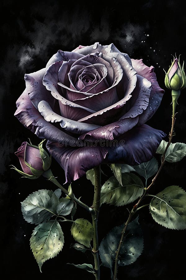 A Mesmerizing Dark Rose Watercolor Painting Stock Illustration ...