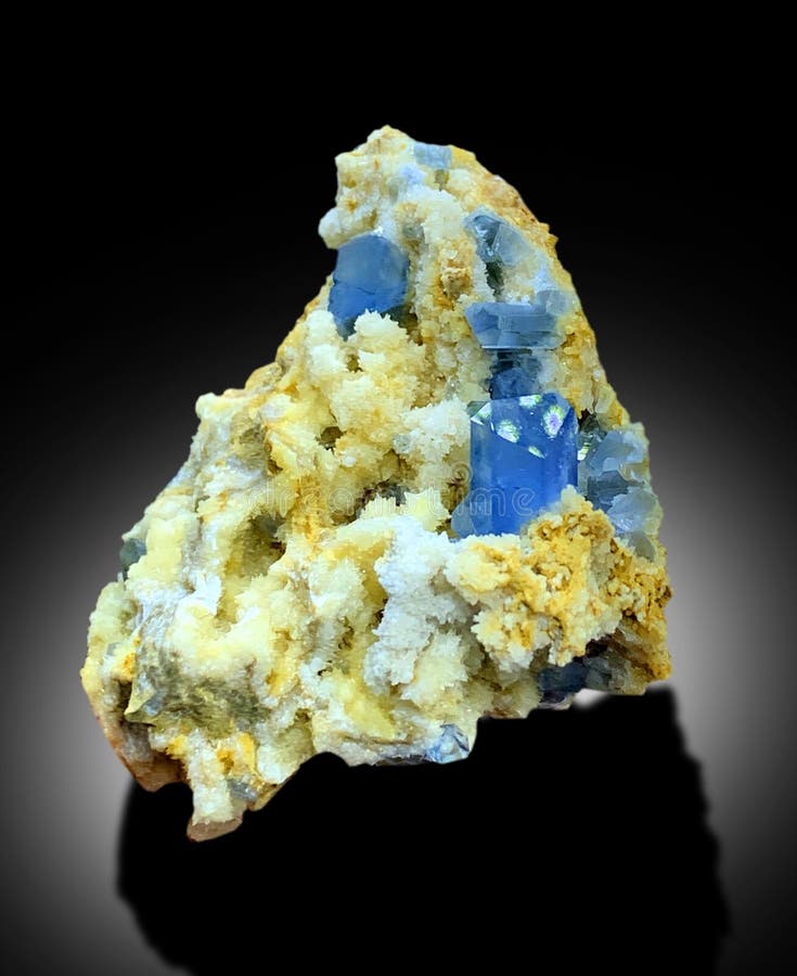 Mesmerizing Deep Blue Celestine Celestite with Calcite Matrix Specimen ...