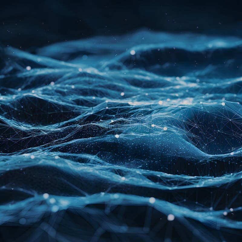 Mesmerizing Deep Blue Digital Landscape Evokes Interconnected Cosmic ...