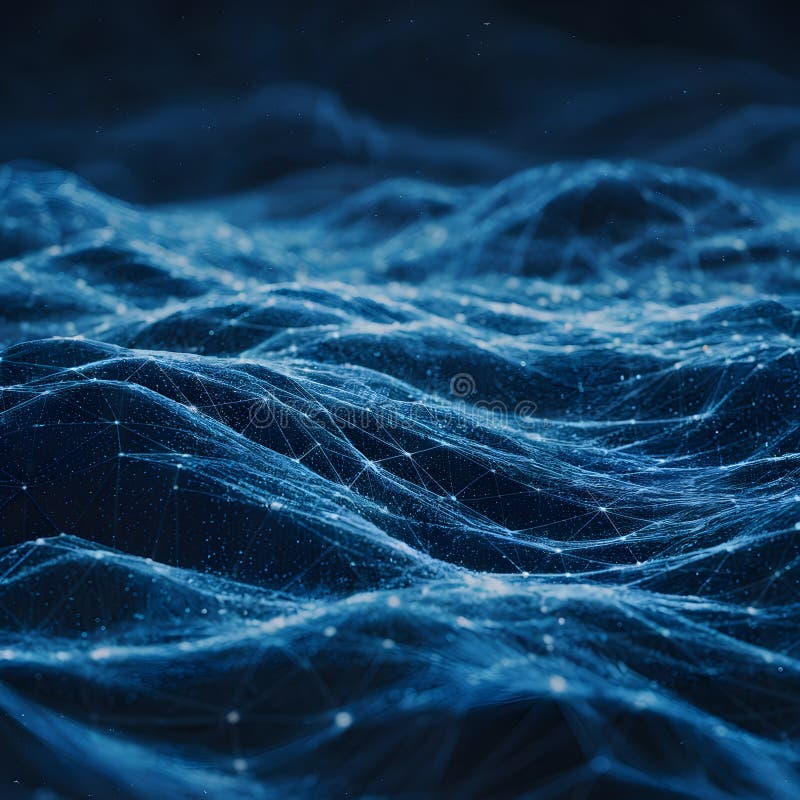 Mesmerizing Deep Blue Digital Landscape Evokes Interconnected Cosmic ...