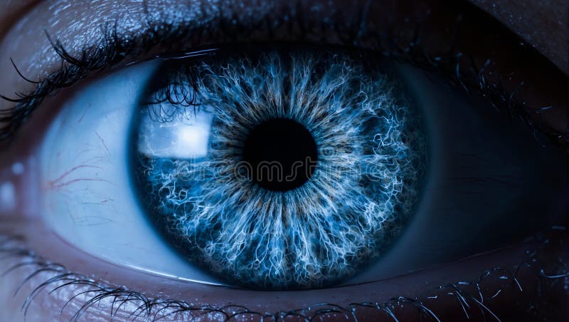 Mesmerizing Deep Blue Eye with Silver Radiance and Cloudy Texture Stock ...
