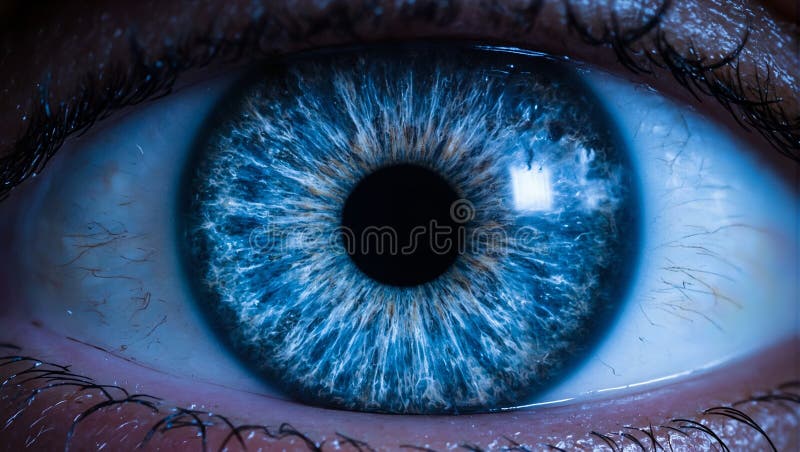 Mesmerizing Deep Blue Eye with Silver Radiance and Cloudy Texture Stock ...