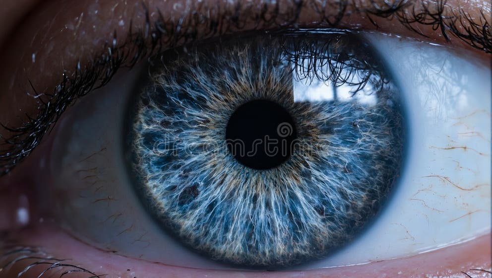 Mesmerizing Deep Blue Eye with Silver Radiance and Cloudy Texture Stock ...