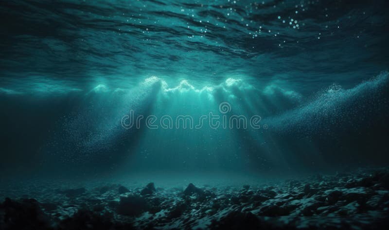 Mesmerizing Deep Blue Ocean Waves Underwater Background with Micro ...
