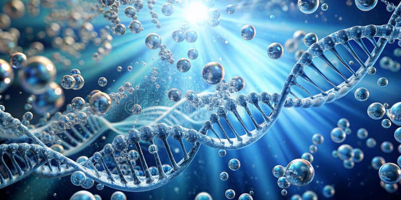 A Mesmerizing Depiction of DNA Strands Surrounded by Realistic Water ...