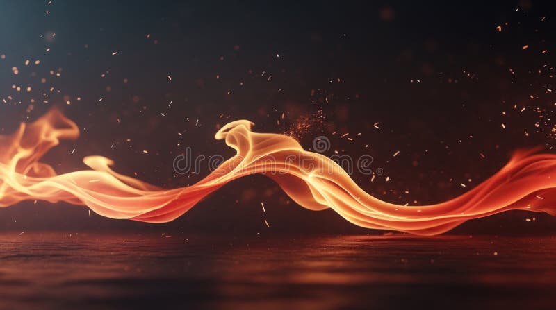 Elegant Flame Waves: Abstract Fire Art with Sparkling Embers and Dynamic Movement for Creative ...