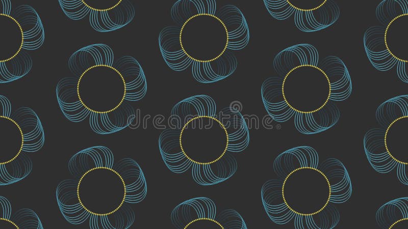 Symmetrical Blue and Yellow Circle Pattern on Black Background Stock ...