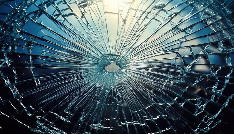 Shattered Glass Displaying Intricate Patterns of Fragmentation and ...