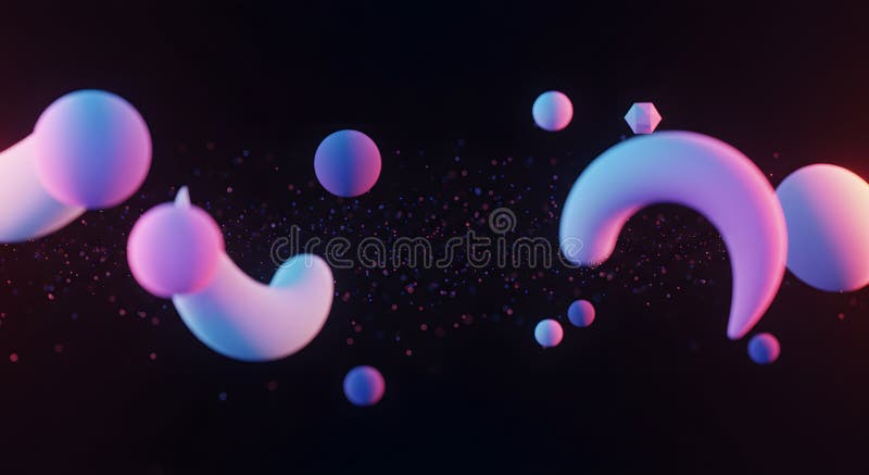 Abstract Floating Shapes in a Dreamy Landscape Stock Illustration ...