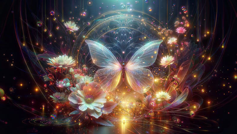 Luminous Butterfly Art, Generative Ai Stock Illustration - Illustration ...