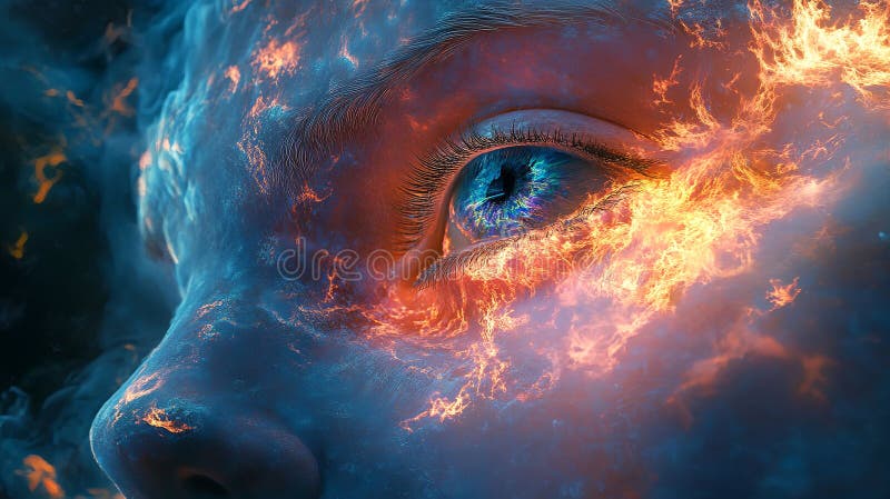 A Mesmerizing Digital Artwork Showcasing a Stunning Blue and Fiery Eye ...
