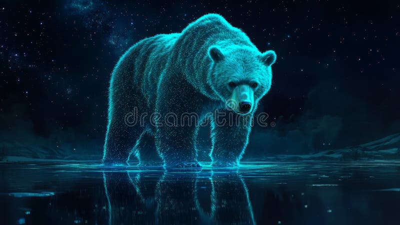 A Mesmerizing Digital Bear Formed from Shimmering Blue Stars and ...