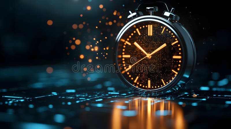 A Mesmerizing Digital Clock Glows Amid a Vibrant Matrix, Merging ...