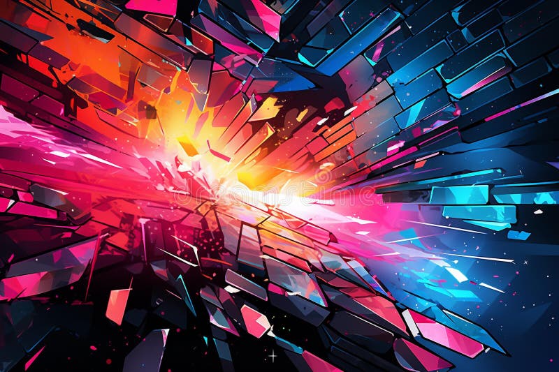 Vibrant Glitch: Abstract Geometric Forms in Dynamic Distortion Stock ...