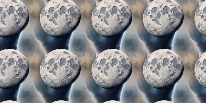 Mesmerizing Digital Illustration Seamless Pattern Moons Surface ...