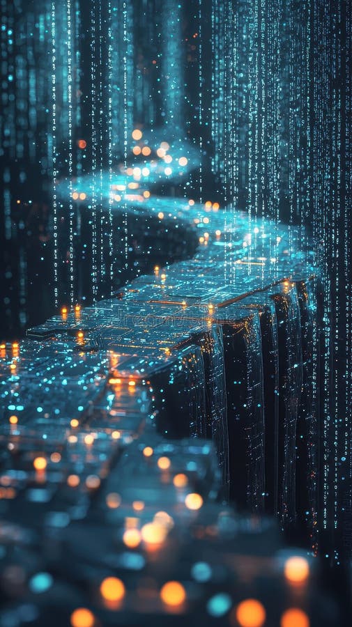 Futuristic Glowing Pathway in a Digital Space Stock Image - Image of ...