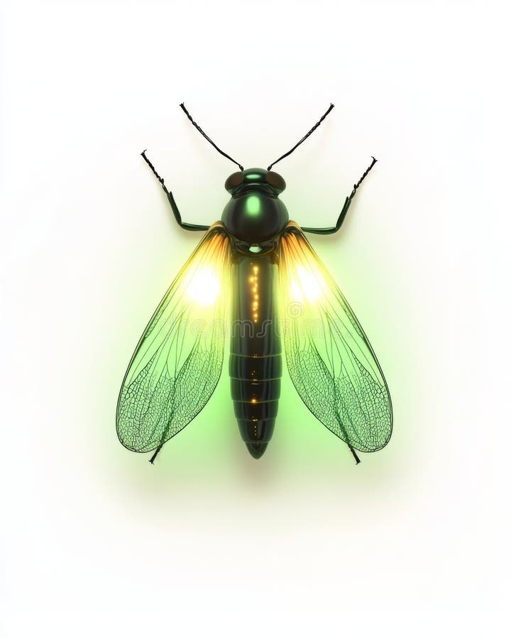 A Mesmerizing Digital Representation of a Cicada with Glowing Elements ...