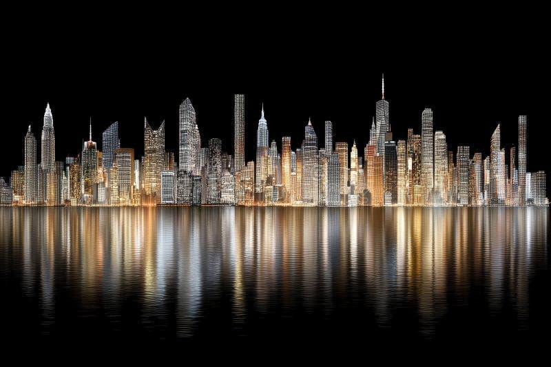 Mesmerizing Digital Skyline Made of Pixelated Structures with ...