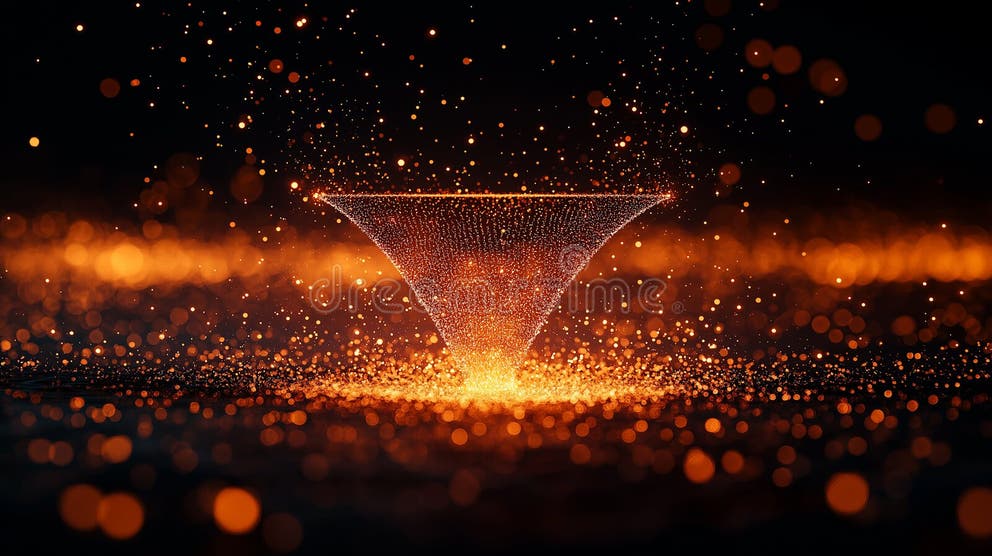 Mesmerizing Digital Vortex with Glowing Particles Swirling in Funnel ...