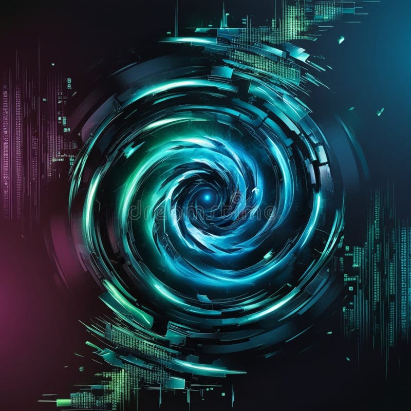 Futuristic Digital Vortex in Vibrant Color Burst Stock Photo - Image of ...