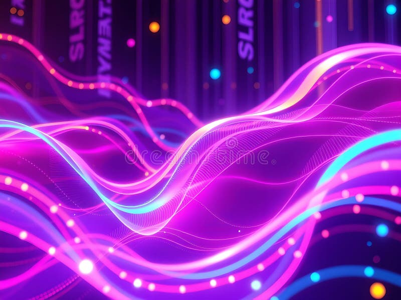 Mesmerizing Digital Waves: Futuristic Tech Meets Immersive Sci-Fi Atmosphere Stock Illustration ...
