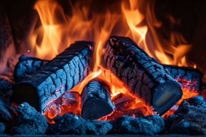 Dancing Flames in the Fireplace Stock Illustration - Illustration of ...